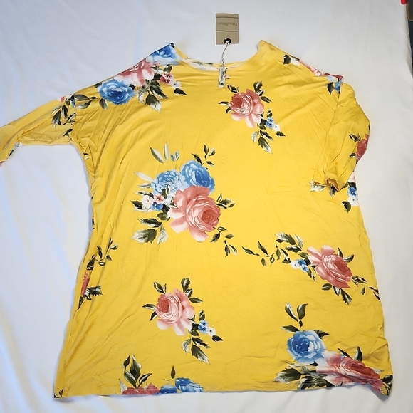 Pomelo | Shirts & Tops | Pomelo Kids Oversized Floral Tunic Top Yellow ...